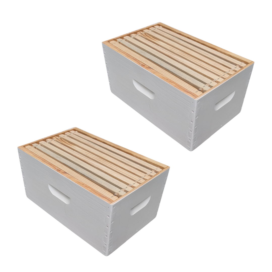 Fully Assembled Double Beehive - 8 Frame Kit With 2 Boxes, Mesh Base ...