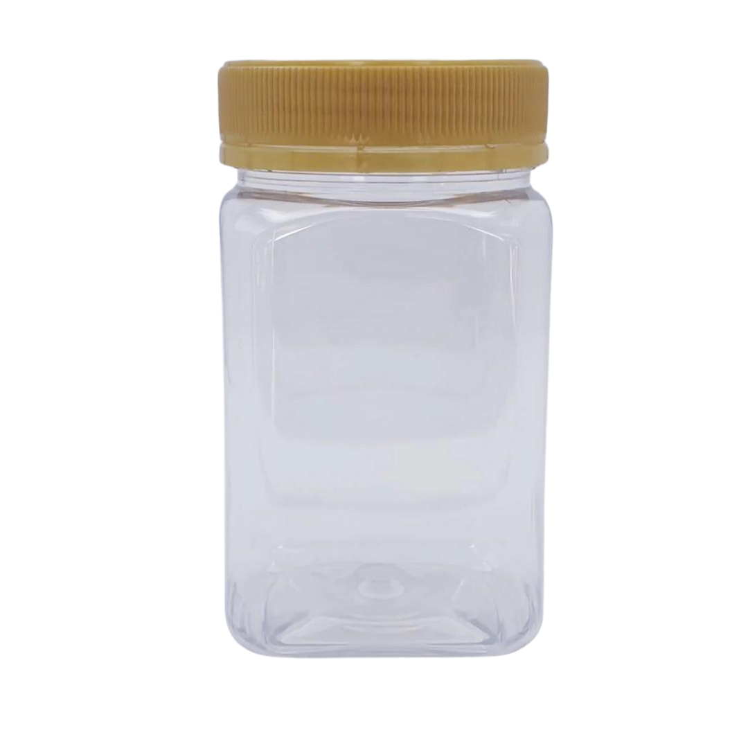 120 x Square Plastic PET Honey Jars - 730ml (1kg Honey) - Carton 120 J ...